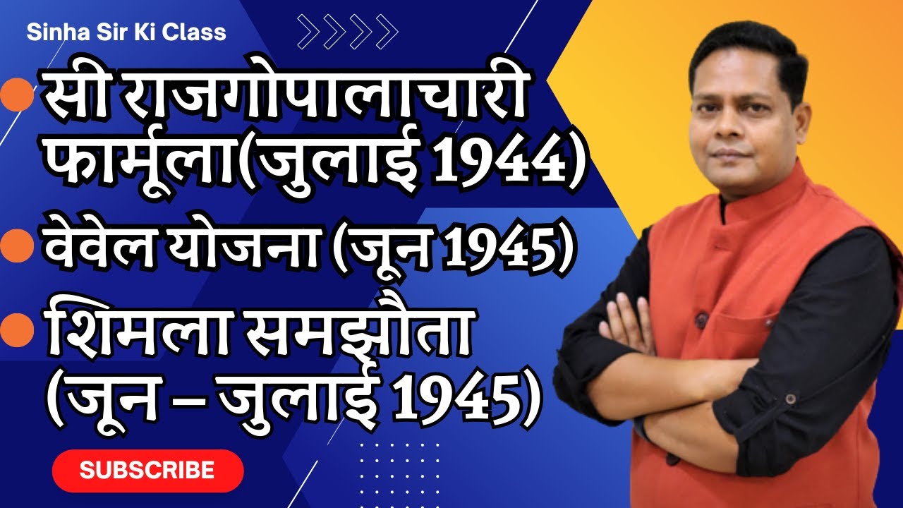 C Rajagopalachari Formula | Wavell Plan & Shimla Pact | By- Nishant ...