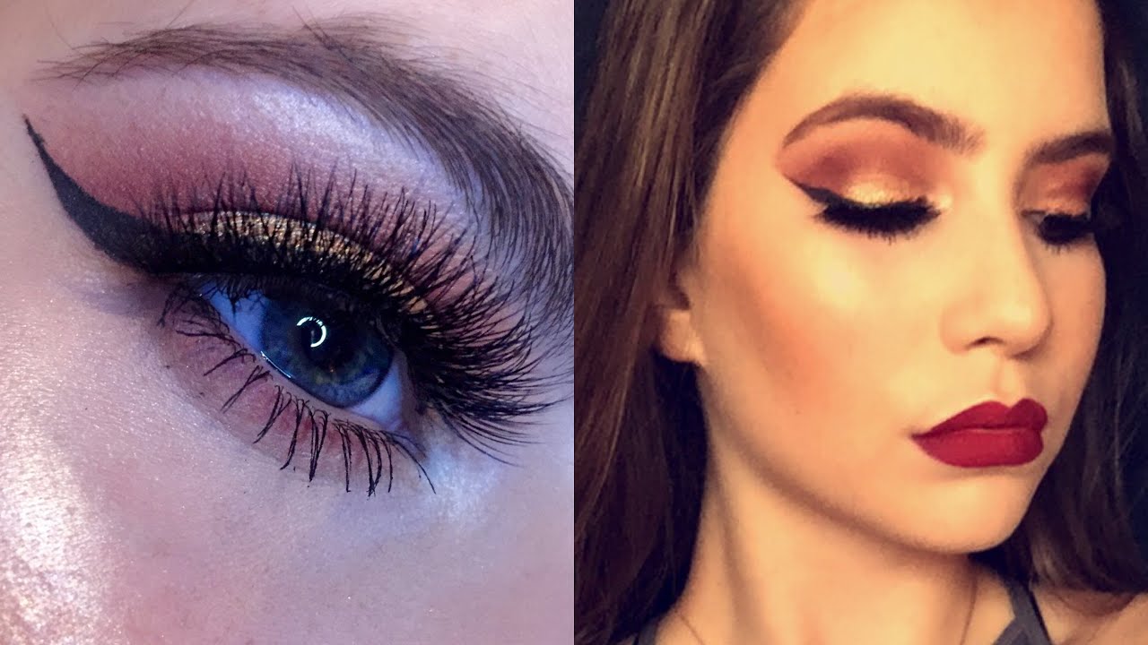 Easy Fall/Autumn Makeup Tutorial | Berry and Gold Eyes With Vampy Lips - YouTube