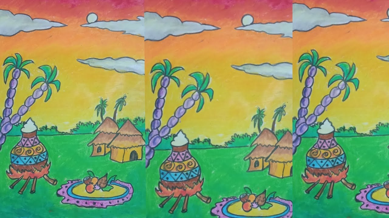 pongal festival Drawing Competition for beginners ans school students ...