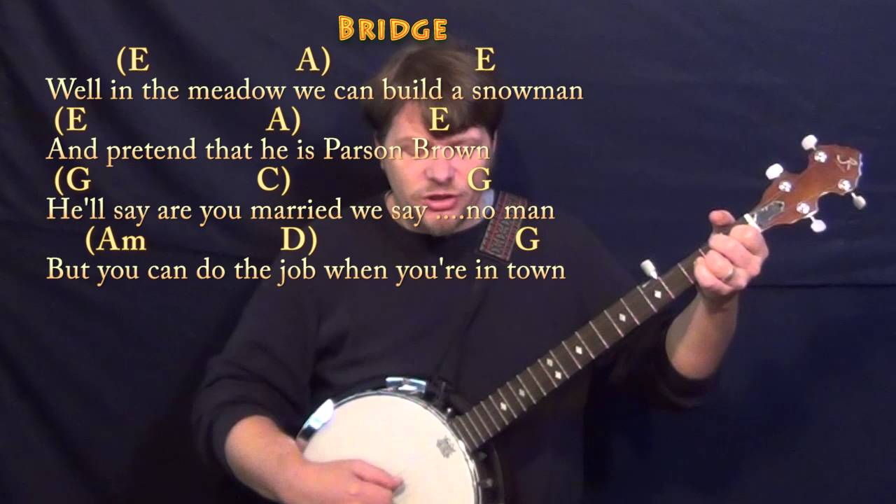 Winter Wonderland (Christmas) Banjo Cover Lesson in C with Chords ...