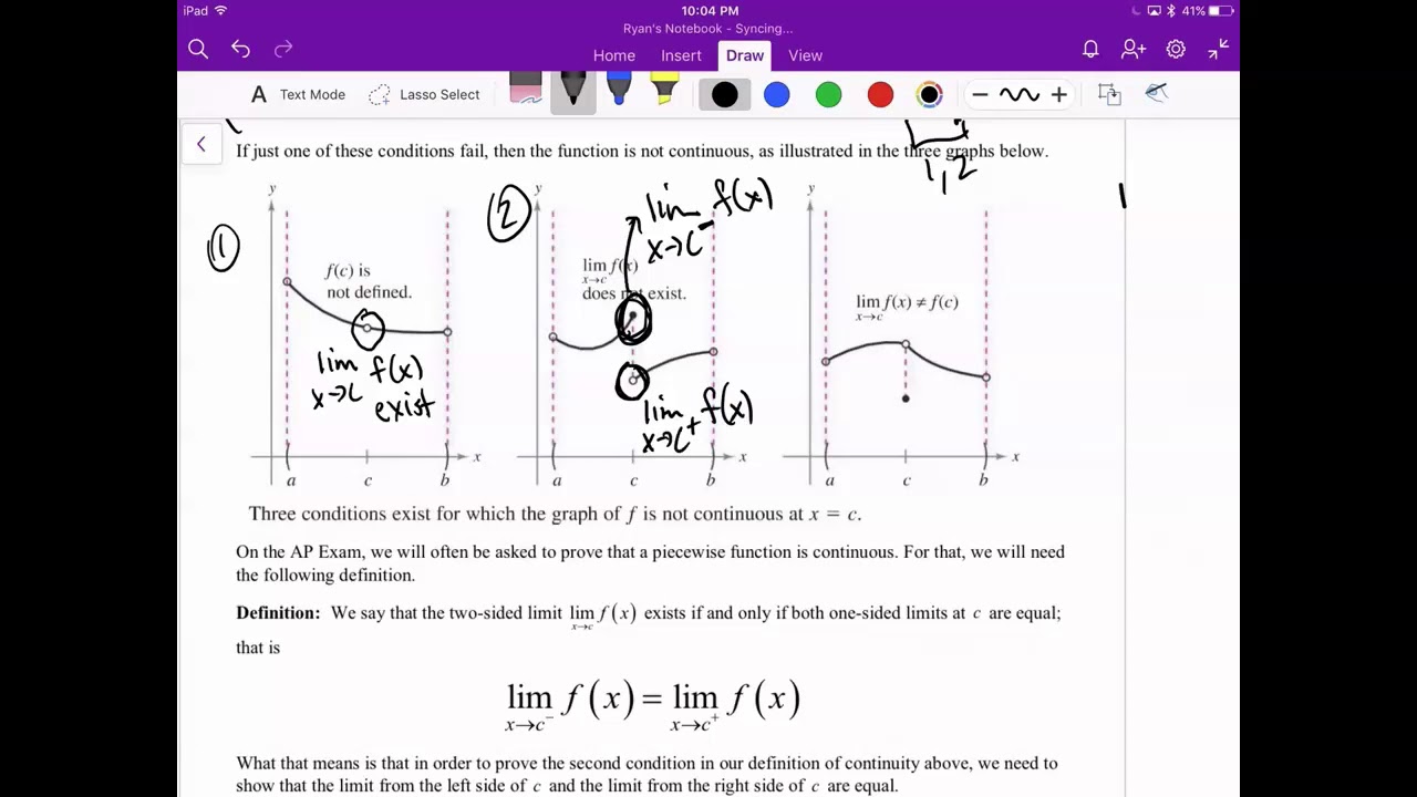 Limits and Continuity Notes - Definition of Continuity - YouTube