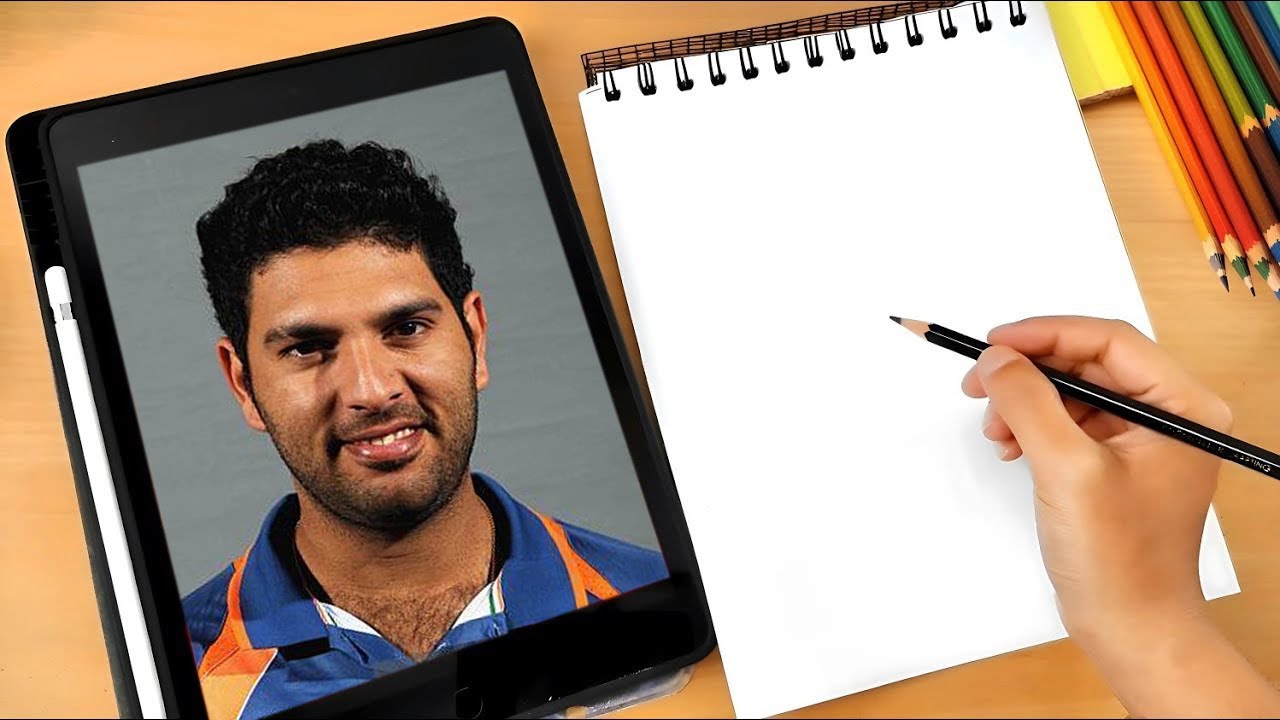 Yuvraj Singh Drawing || How to draw crickter Yuvraj Singh || Timelapse ...