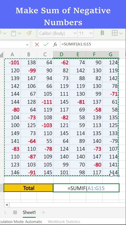 #shorts Make Sum of Negative Numbers #excel #shortsvideo #msexcel #exceltips #exceltutorial ...