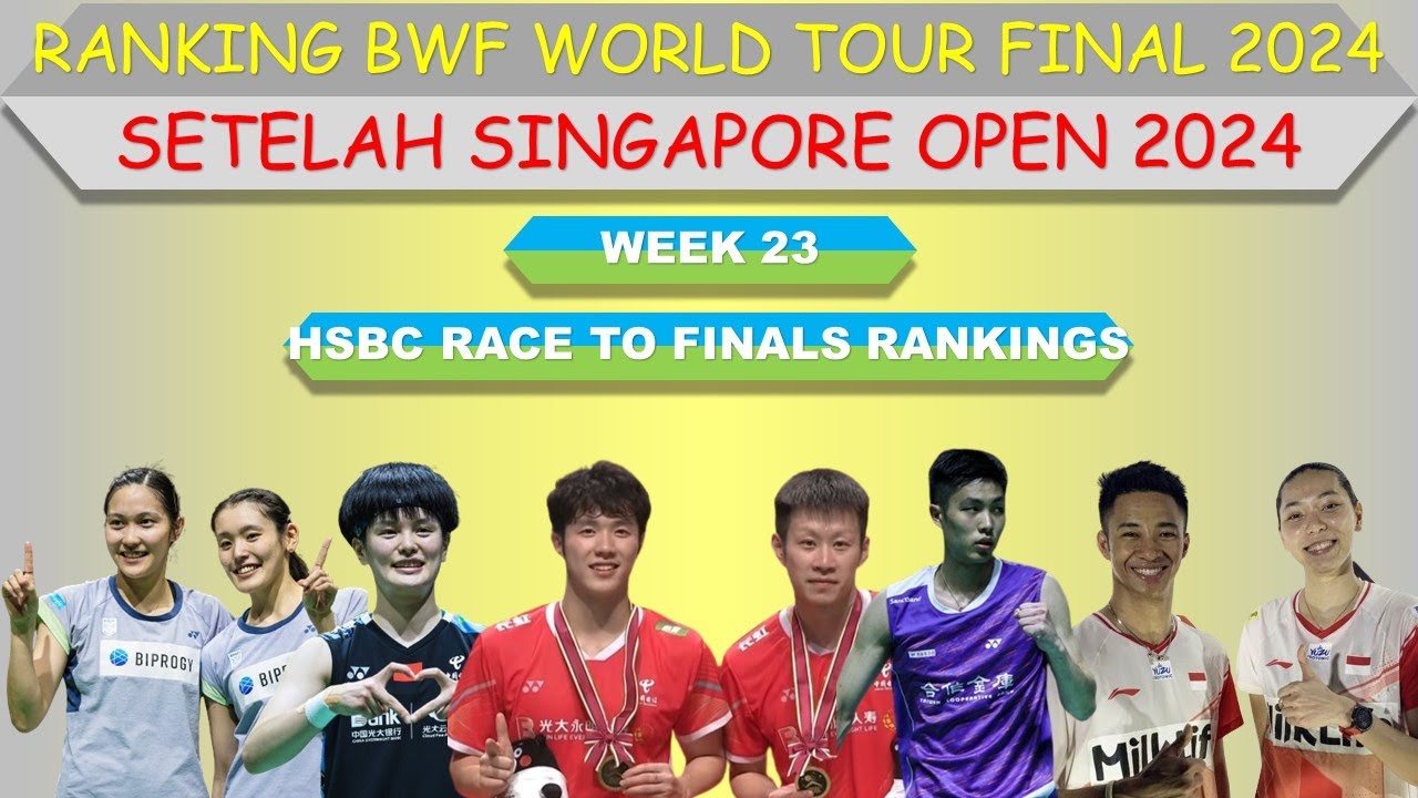 Ranking BWF World Tour Final 2024 │ Setelah Singapore Open 2024 │ - YouTube