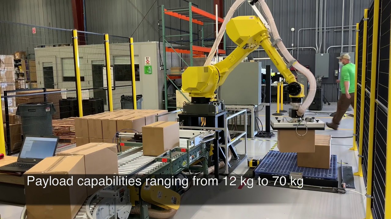 FANUC M-710iC Dual Sided Palletizing Automation Cell - YouTube