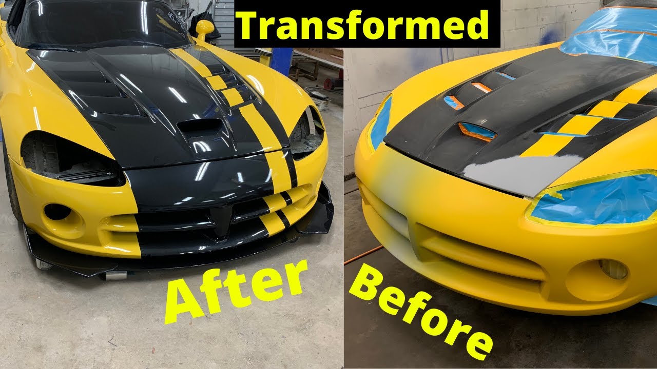 Transforming a Wrecked Dodge Viper with a paint job Part 6 - YouTube