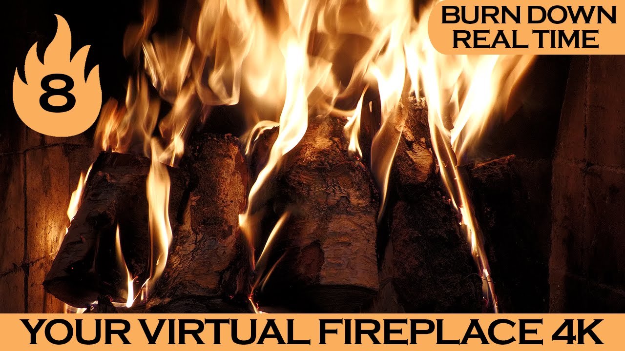 Burn Down in Real Time #8 Wood Logs Burning with Crackling Fire Sounds ...
