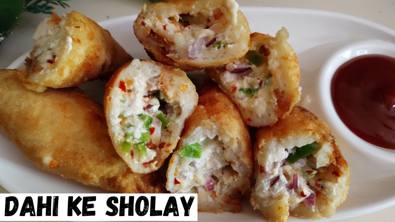 dahi ke sholay | दही के शोले रेसिपी | दही ब्रेड रोल | - YouTube