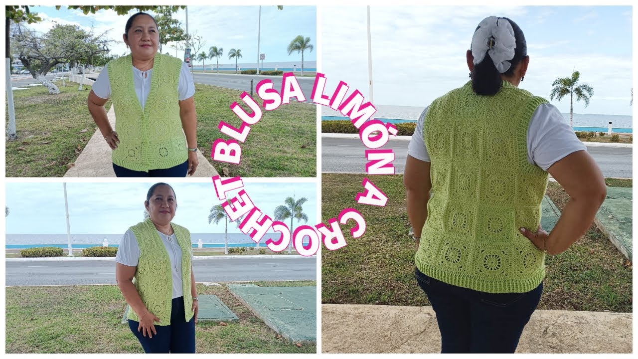 Chaleco limón a crochet, muy facil de realizar. - YouTube