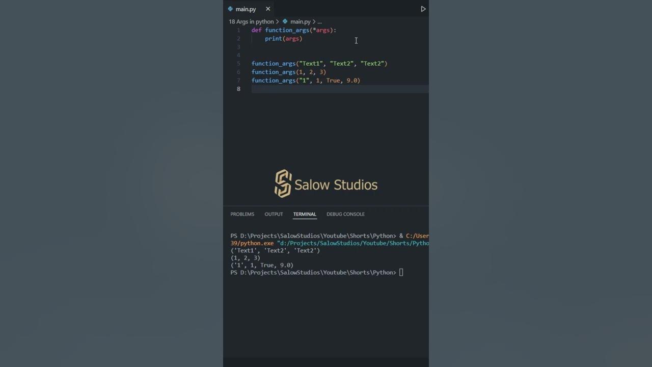 Python Args Explained With Example Shorts Python Pythonshorts Youtube