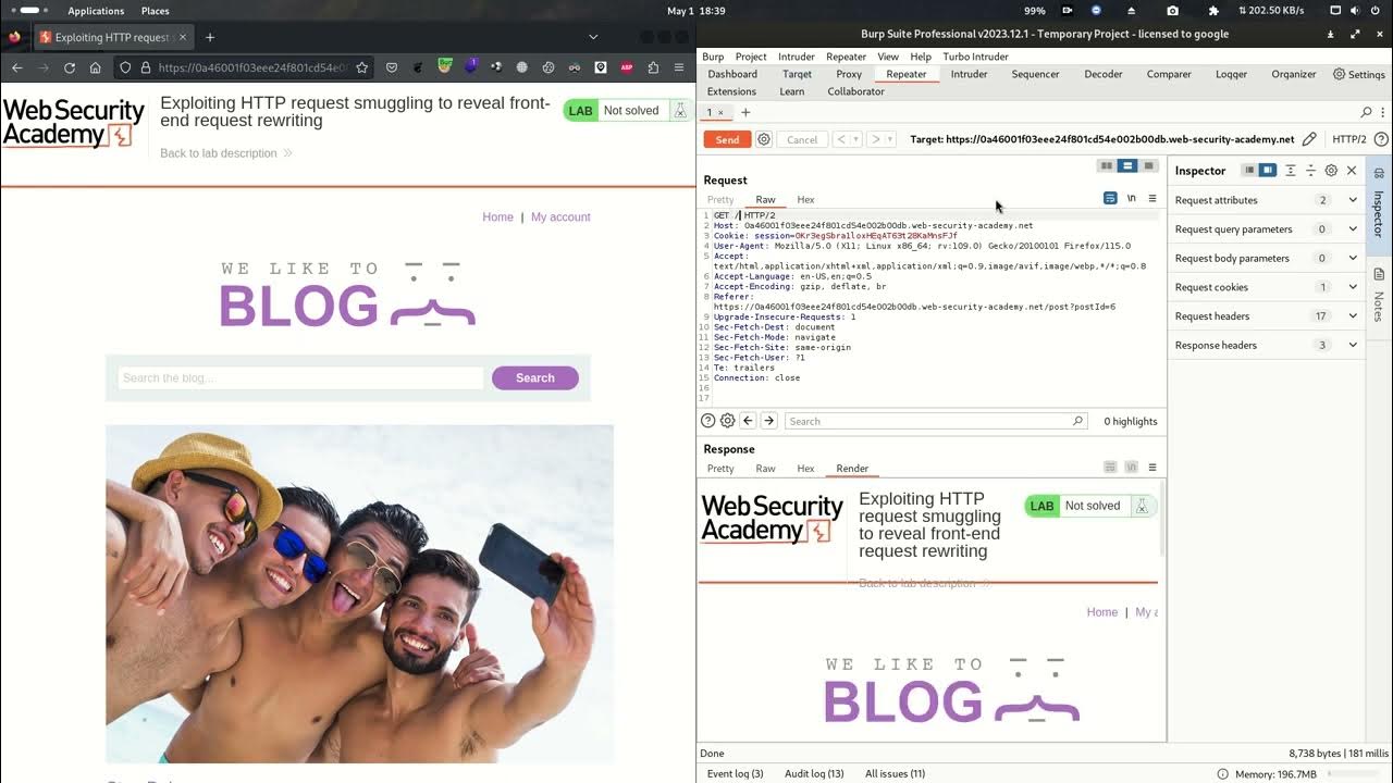24.5 Lab: Exploiting HTTP request smuggling to reveal front-end request rewriting | 2024 - YouTube
