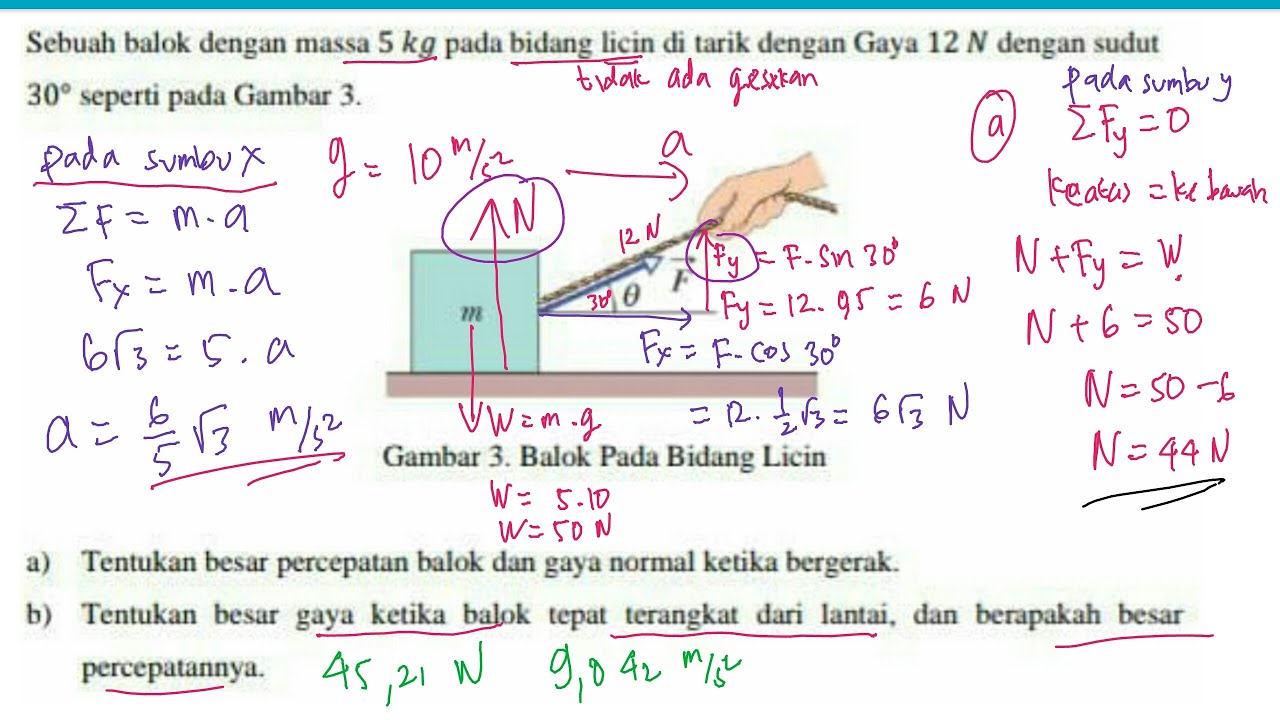 Menghitung Percepatan Gaya Normal Pada Balok Yang Ditarik Dengan Gaya Menghitung Percepatan Gaya Normal Pada Balok Yang Ditarik Dengan Gaya