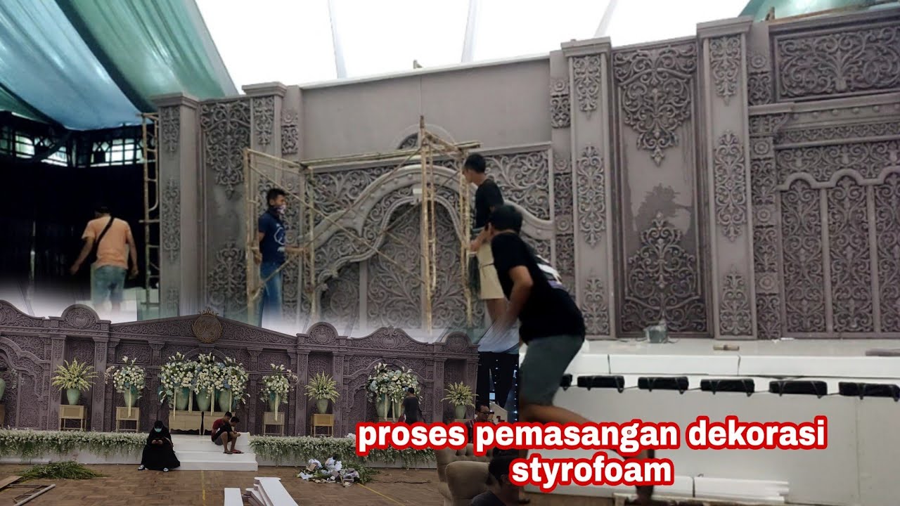 pemasangan dekor styrofoam...di gor mustika blora - YouTube