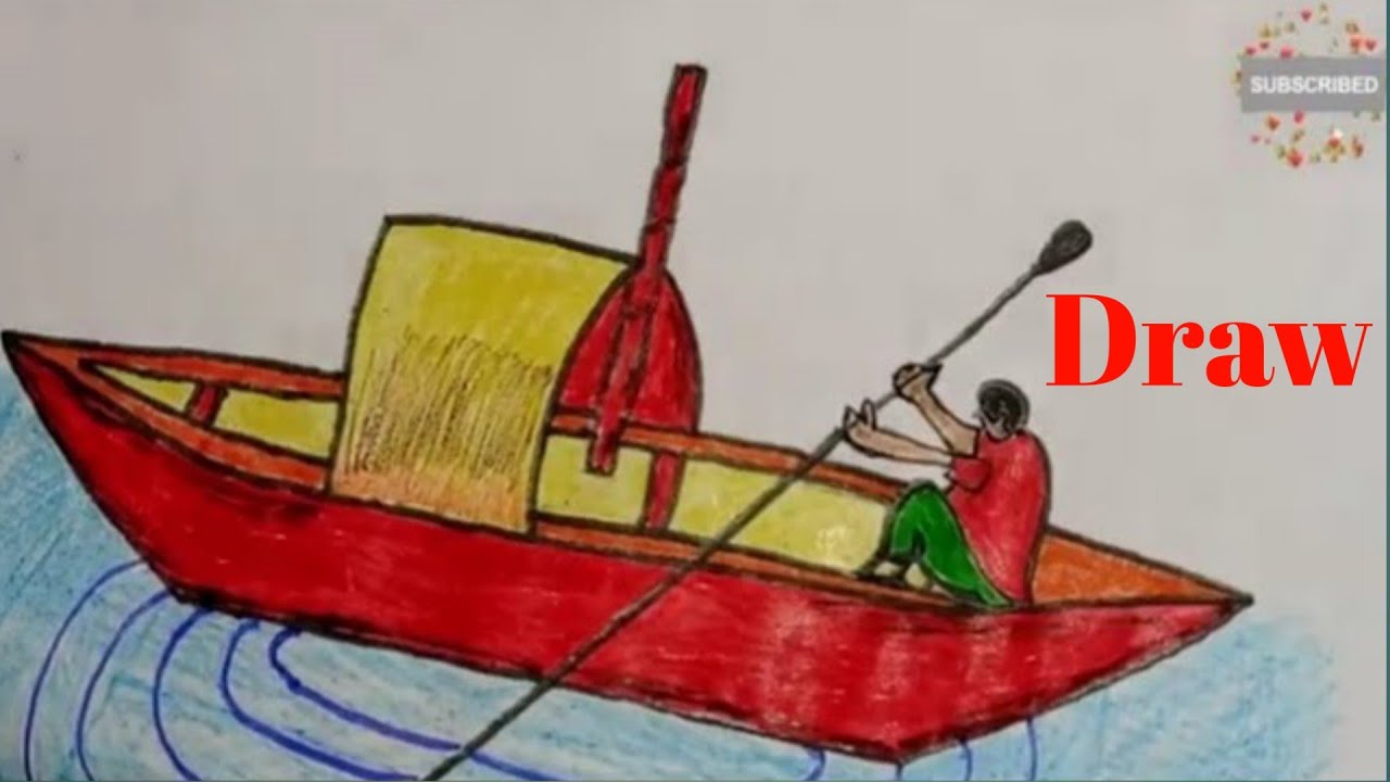 How to draw beautiful boat l Easy boat drawing l Boat drawing step by ...