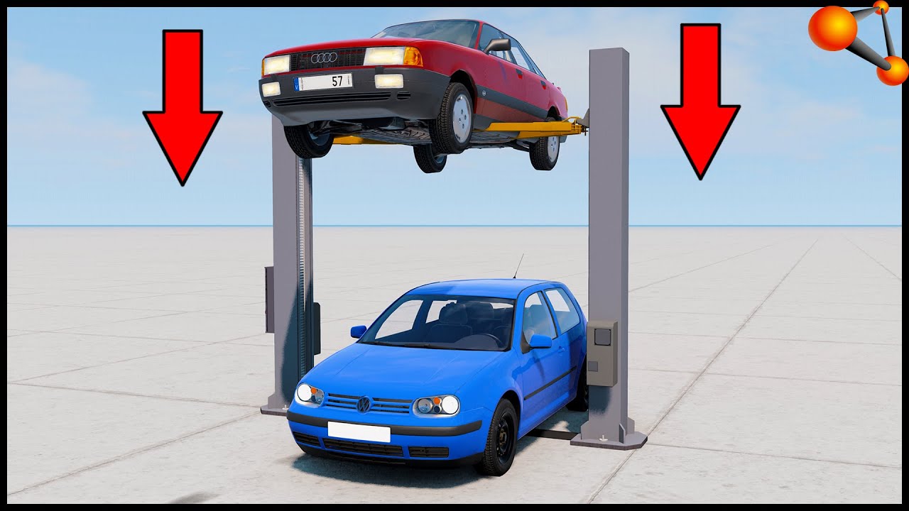 BROKEN CAR LIFT! ROOF CRASH TEST! - BeamNg Drive - YouTube