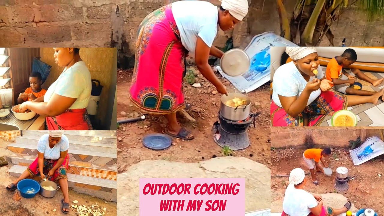 Cooking our local Ghana mpotompoto with my son+Mum's secret ingredient ...
