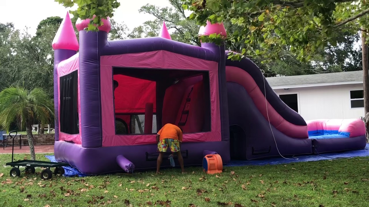 Roll up the bounce house combo - YouTube