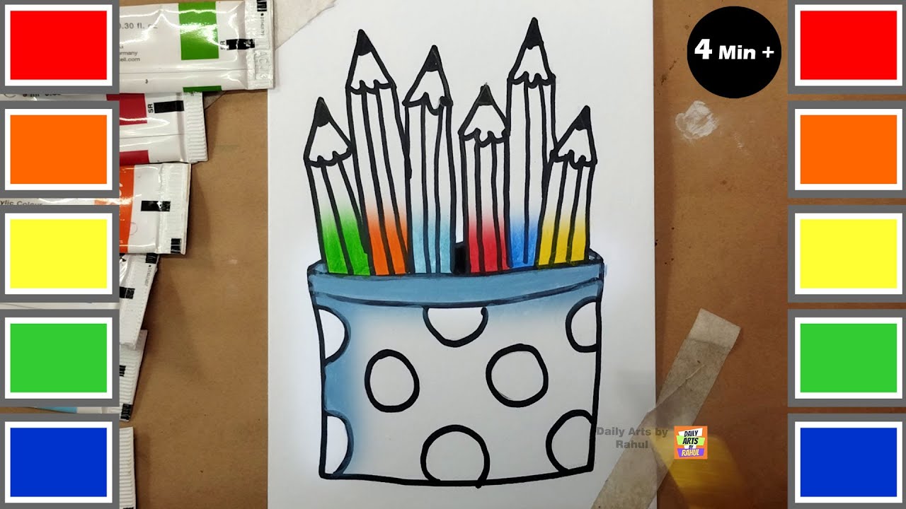 Pencil Box Colorful Drawing, Painting & Coloring Page For Kids - YouTube