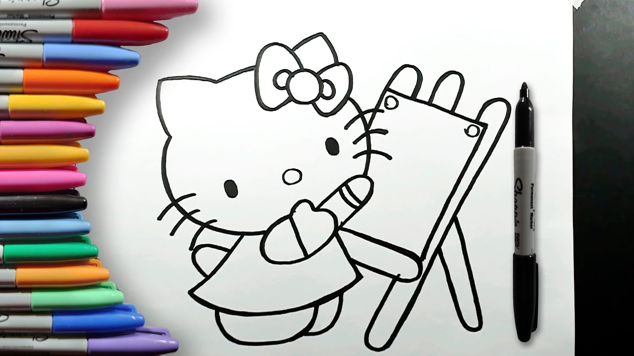 Cómo Dibujar y Colorear a Hello Kitty Pintando Paso a Paso Fácil para Niños - YouTube