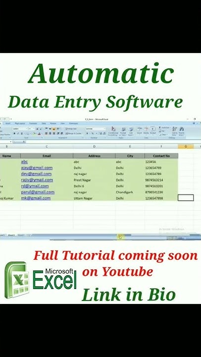 Automatic Data entry software in Excel | Database #shorts - YouTube