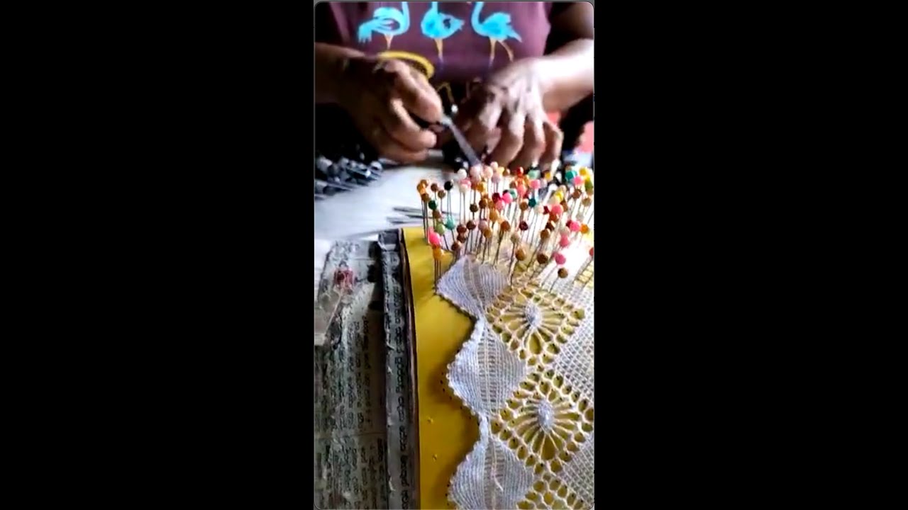 Sewing traditional Sri Lankan beeralu lace for the trim on the Luna ...