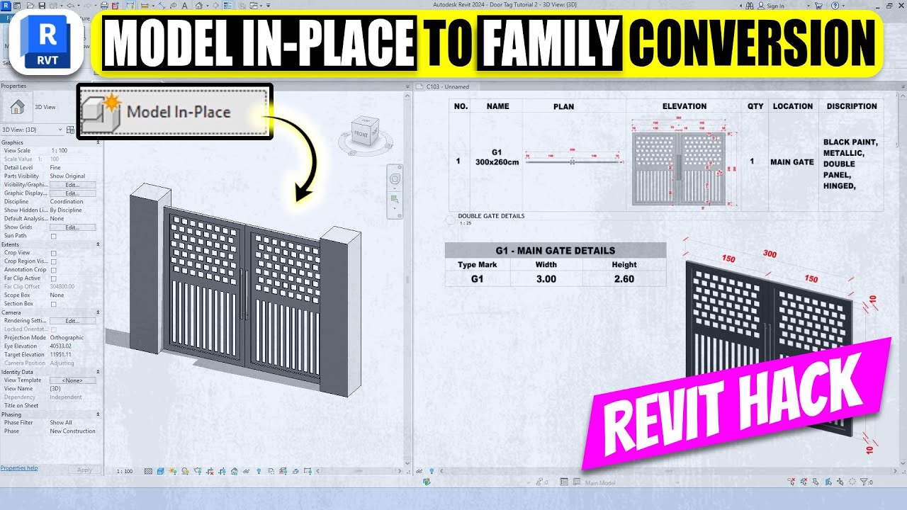 How to Convert Model In-Place Component to a Family | Revit Hacks - YouTube