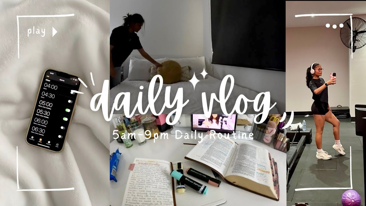 My 5am-9pm Daily Routine || weekday vlog 🎧💐🤍 - YouTube