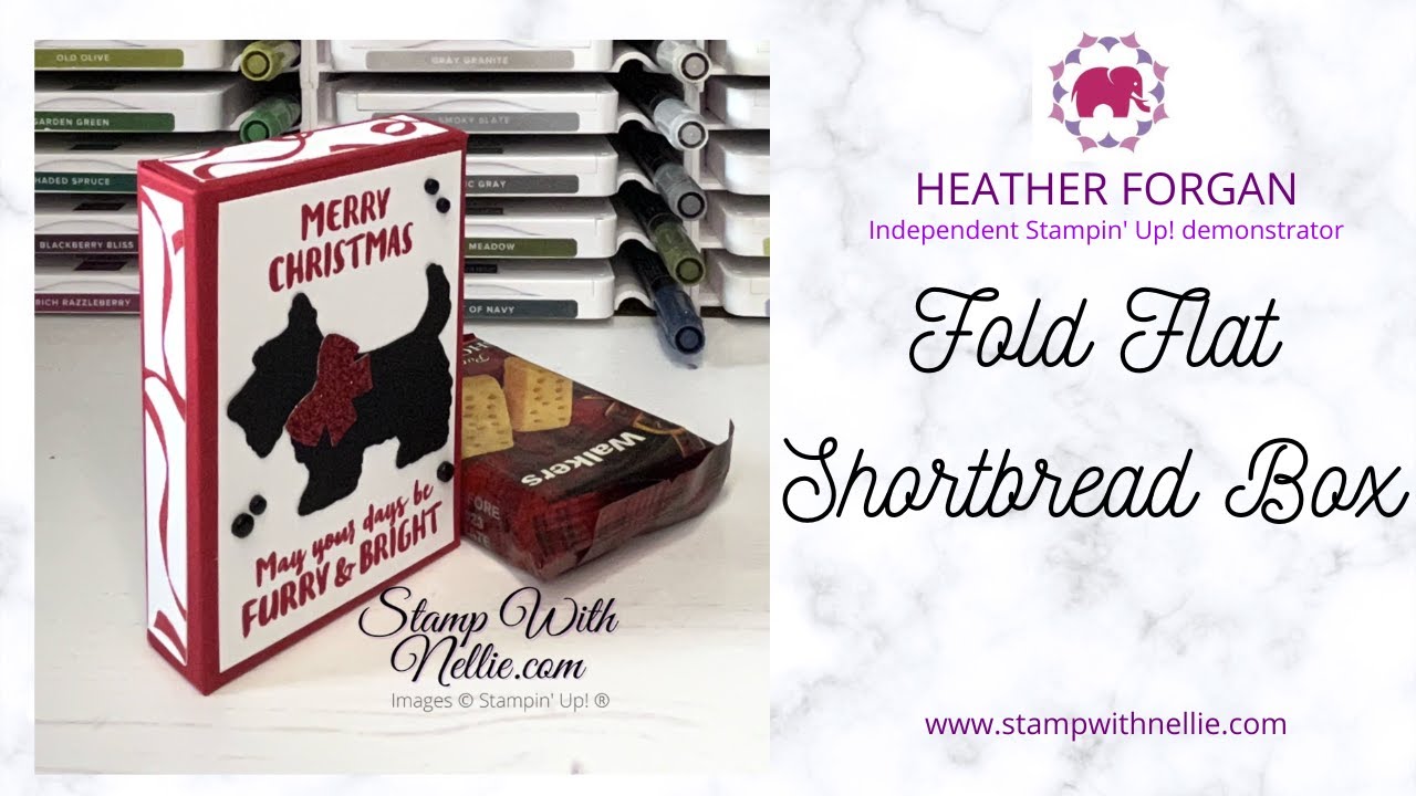 How to make fold flat boxes for shortbread with Christmas Scottie ...