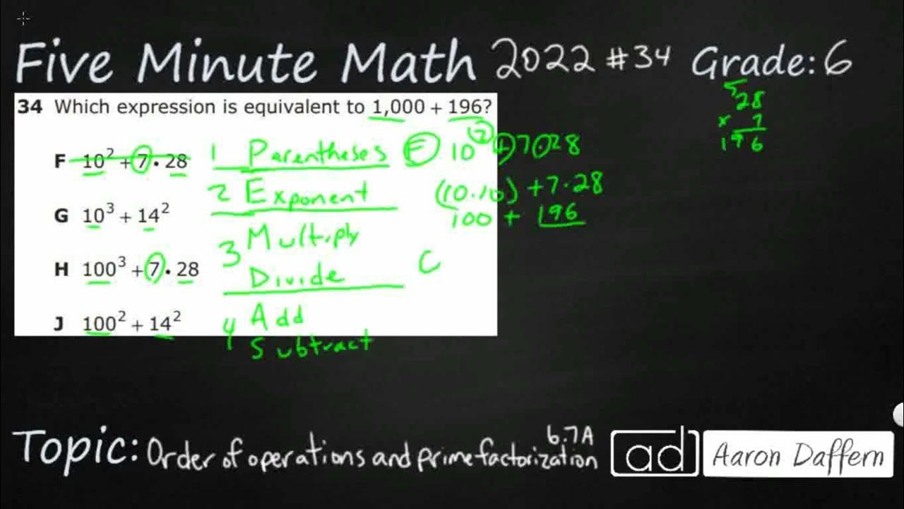 6th Grade STAAR Practice Order of Operations and Prime Factorization (6 ...