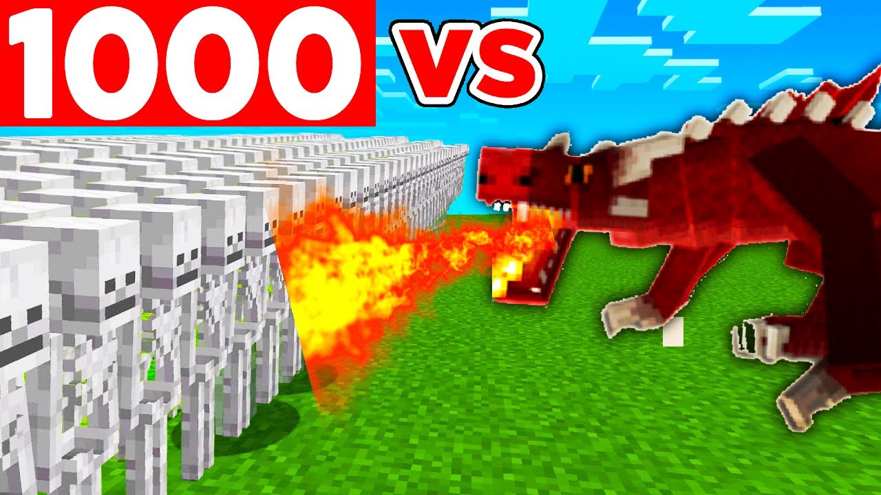 1000 SKELETONS vs FIRE DRAGON (Minecraft Mob Battle) - YouTube