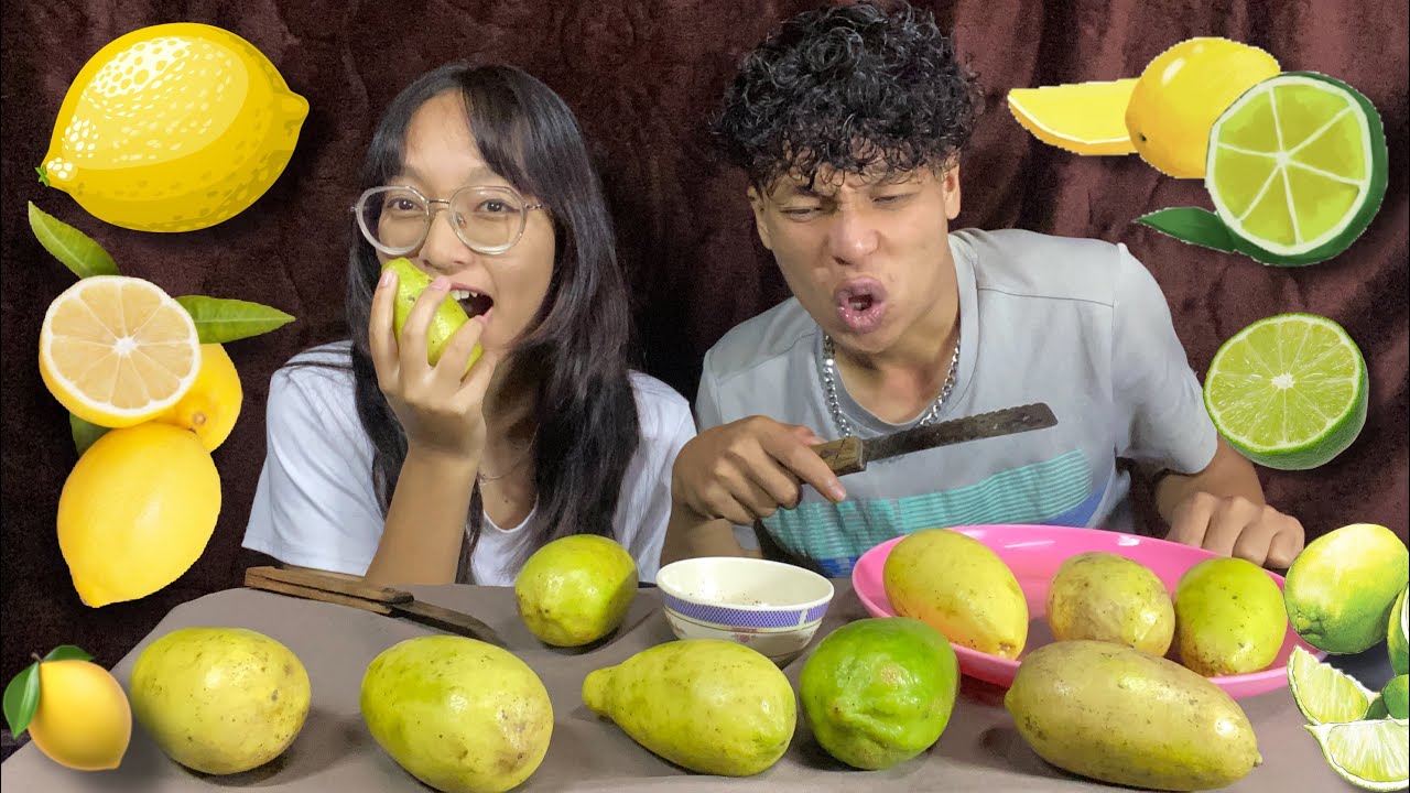 Lemon Eating Challenge 😖😂 - Sweety and Darling - YouTube