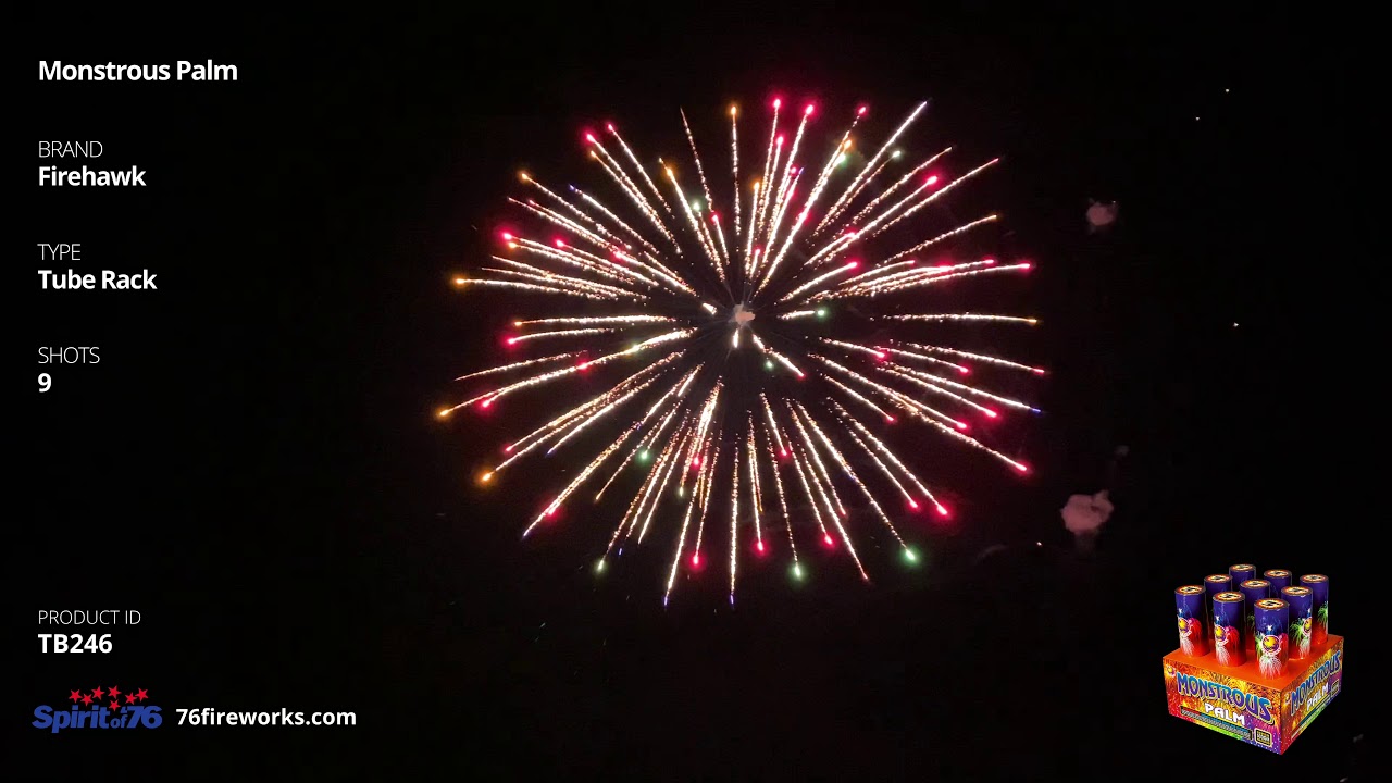 TB246 Monstrous Palm - 9 shot Tube Rack Firework - Firehawk - YouTube