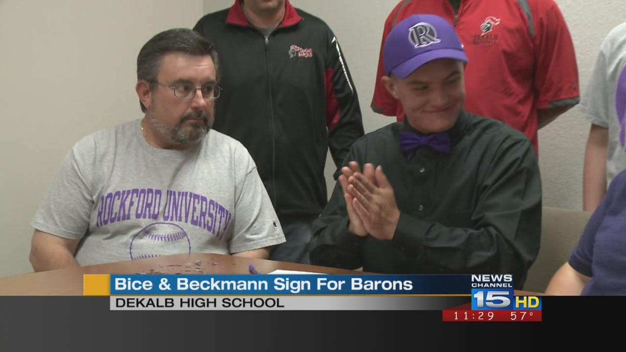 DeKalb's Collin Bice and Mark Beckmann sign on 5/22/15. - YouTube
