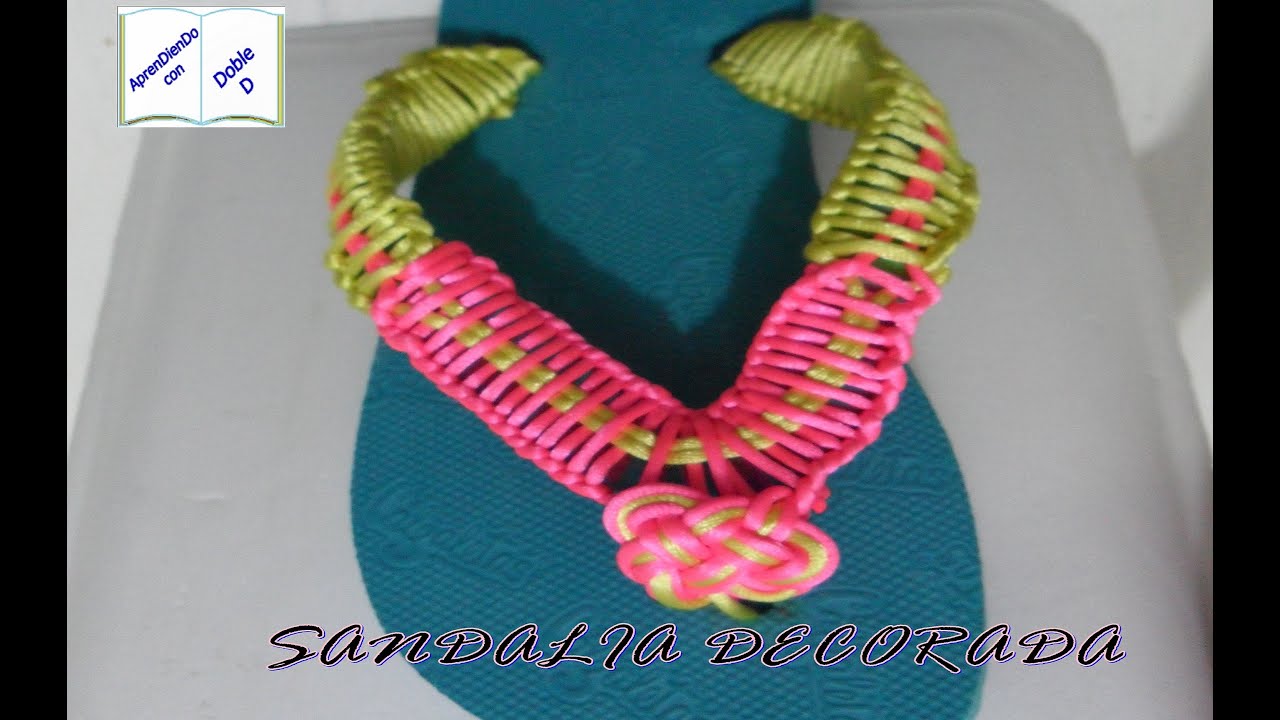 DECORACIÓN DE SANDALIA CON HILO COLA DE RATA - YouTube