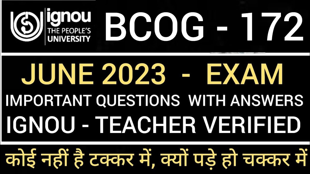 BCOG 172 MOST IMPORTANT QUESTIONS JUNE 2023 EXAM | BCOG 172 IMPORTANT ...