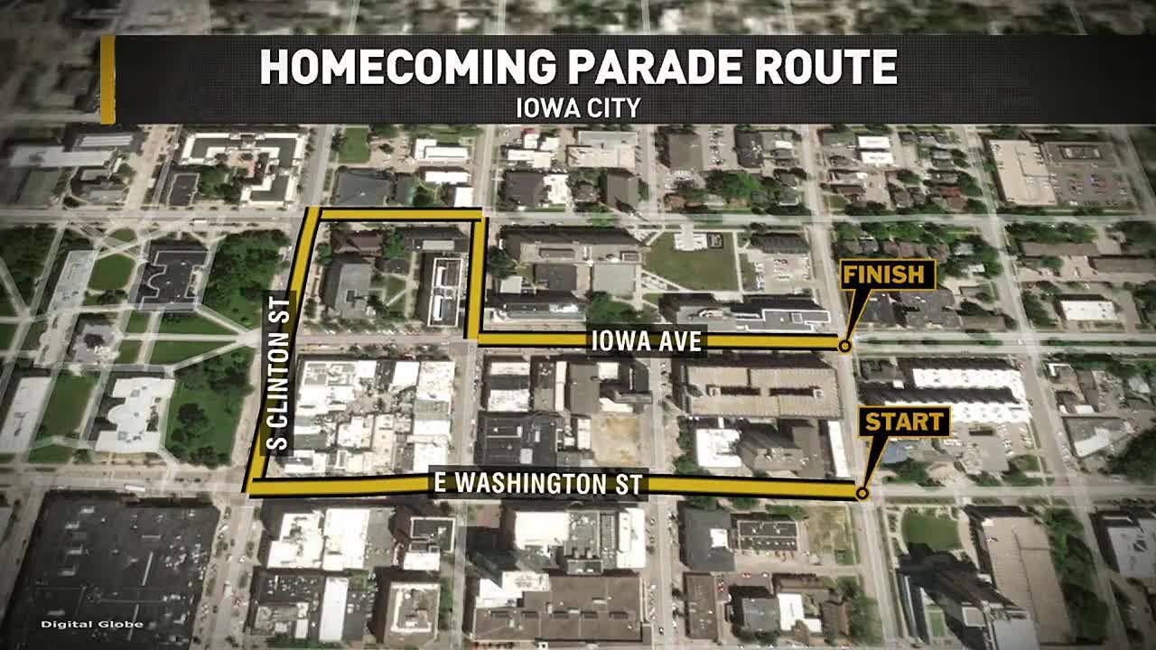 Iowa Hawkeyes Homecoming parade route - YouTube