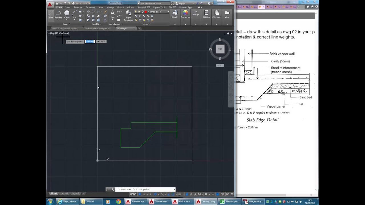 Construction 2 01 Slab Detail in AutoCAD - YouTube