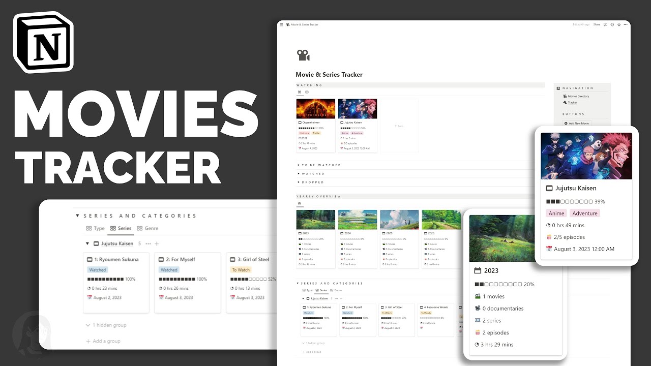 Notion Movies & Series Tracker | Template Tour & Guide - YouTube