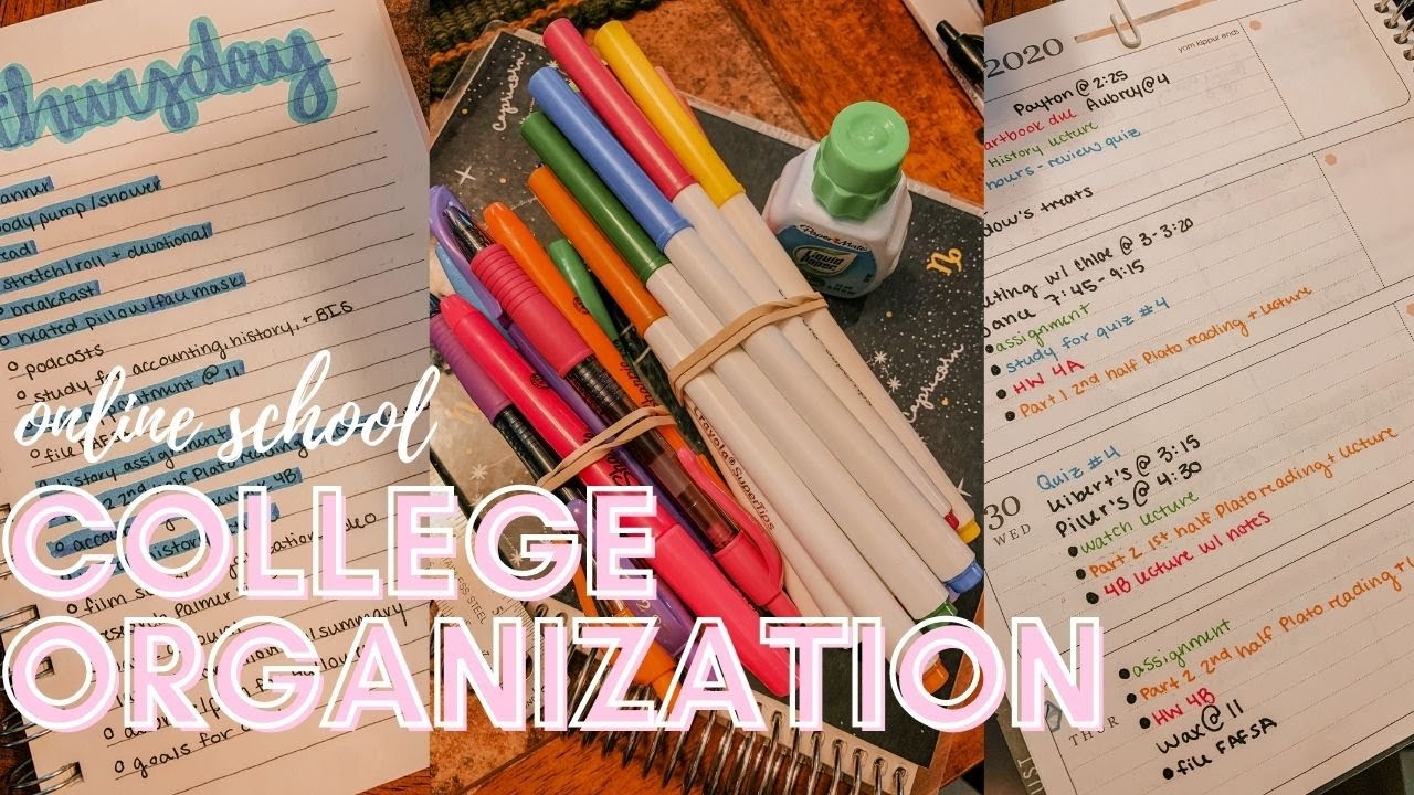 Organization of a College Student: online school, color coded classes ...