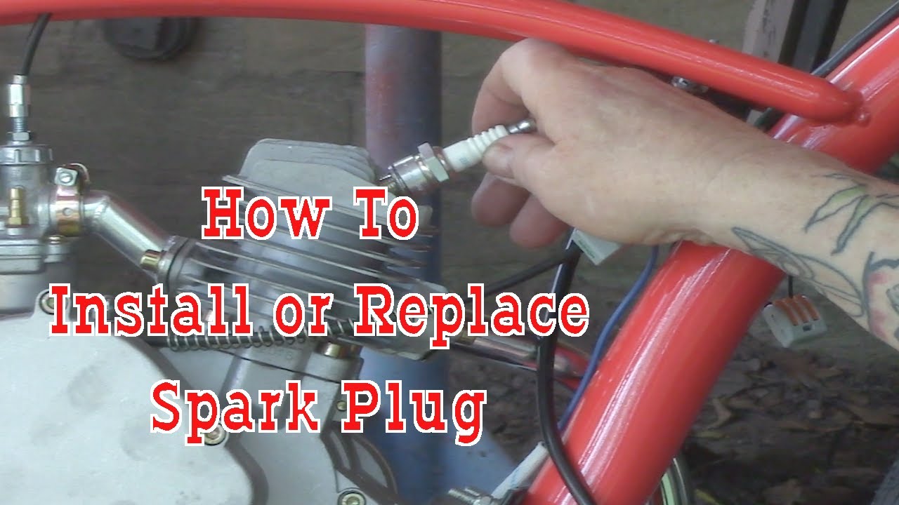 How To Install Or Replace Motorized Bicycle Spark Plug - YouTube