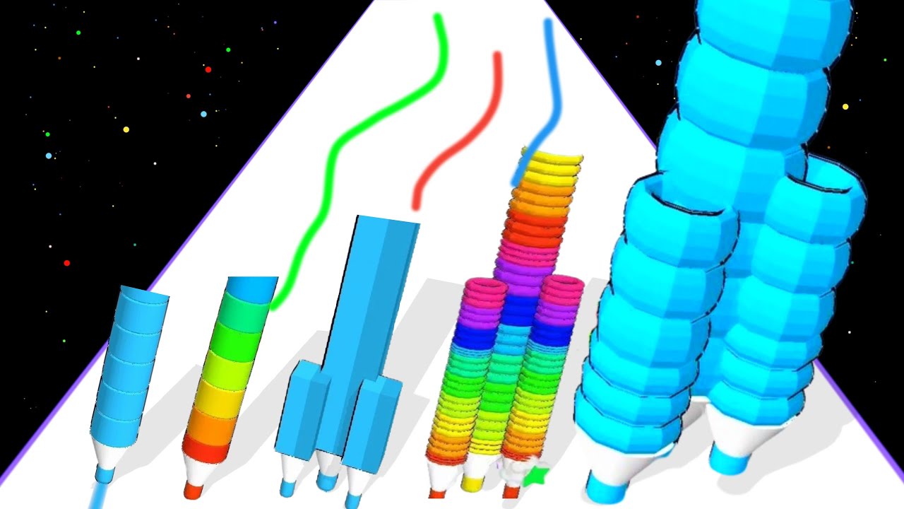 CRAYON RUSH 3D(Pencil Run) - Level Up Colour Pencil Run Gameplay - YouTube