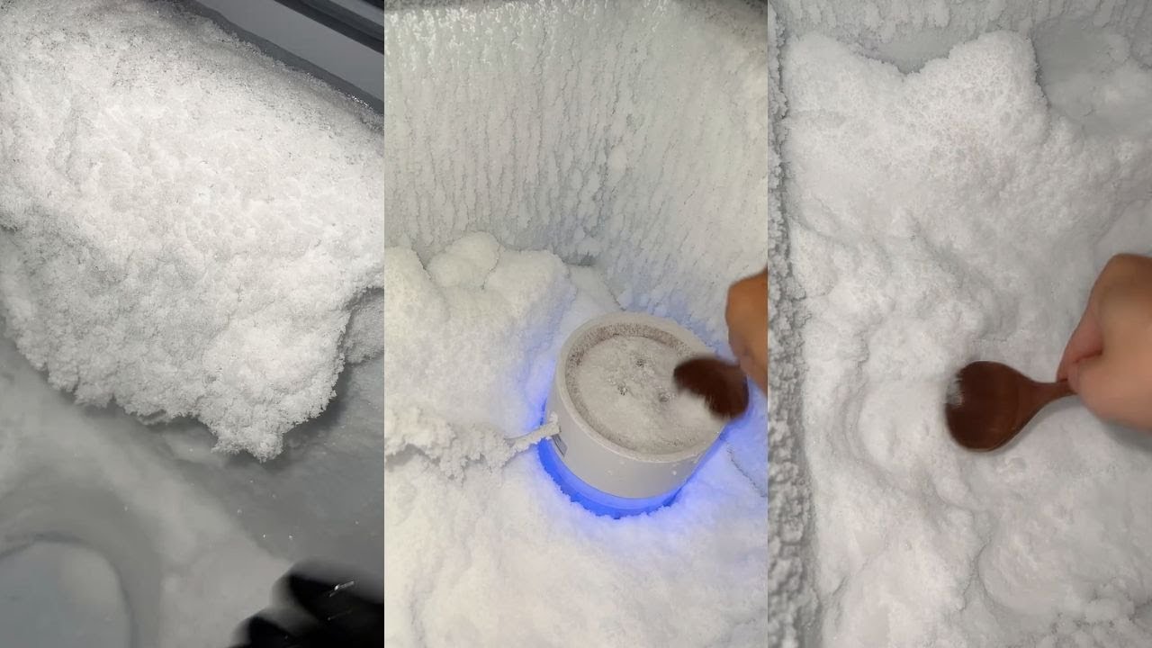 Freezer Frost Humidifier Ice Eating | Soft Fluffy Ice Eating ASMR ...