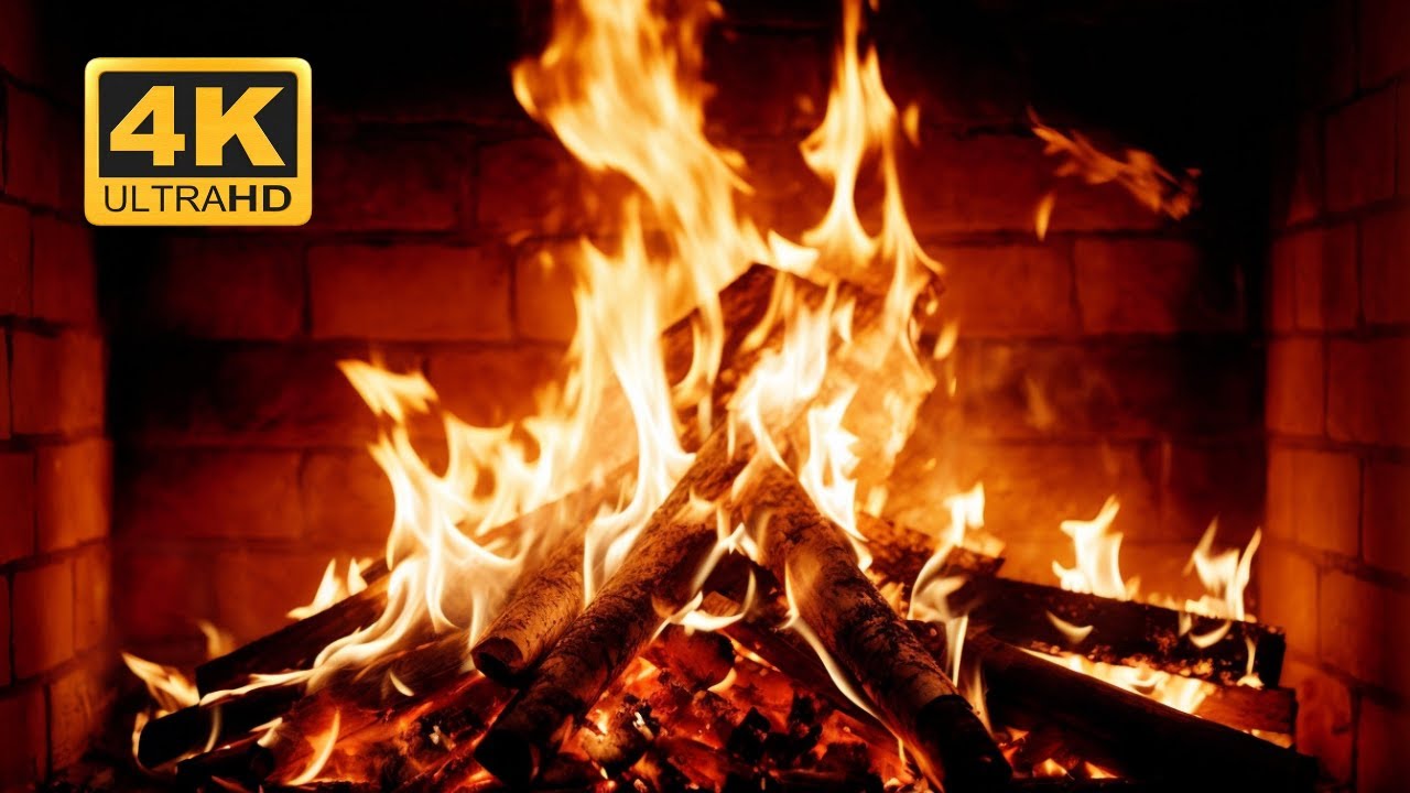 Cozy Fireplace 4K. Fall Asleep Fast with a Crackling Fire Sounds ...