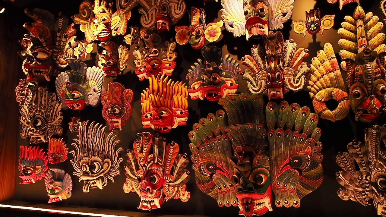 Traditional Sinhalese Masks displayed inside Kaema Sutra restaurant ...