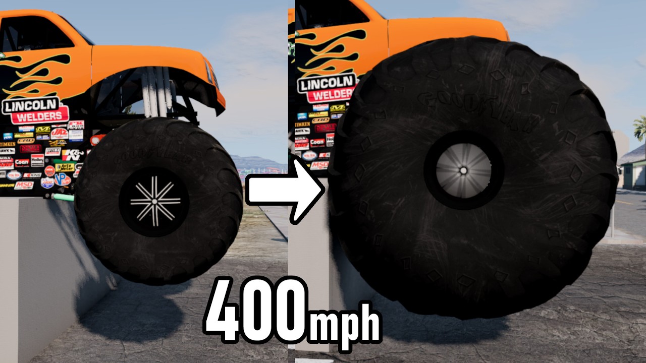 Bending the Breaking Point of a Monster Truck Tire - YouTube
