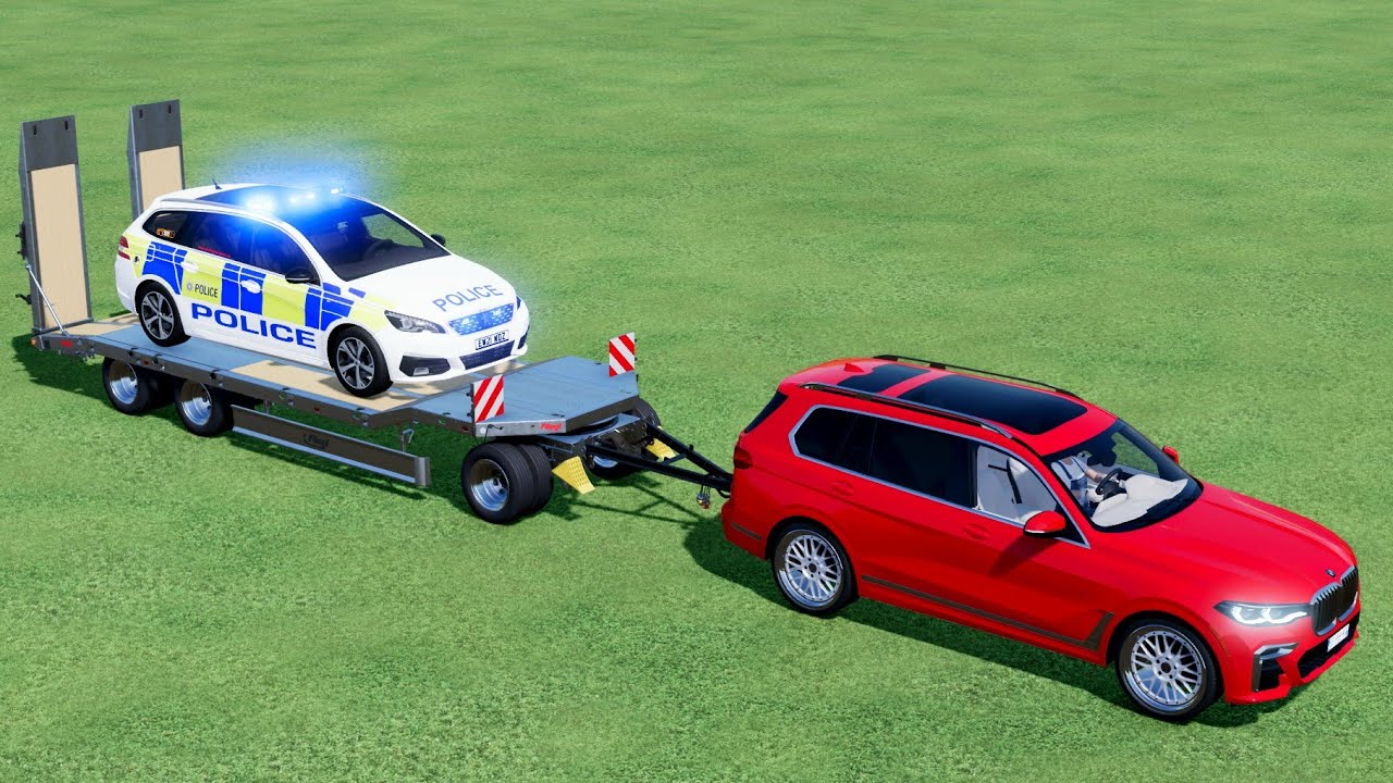 Police Car Transport With BMW Cars - Farming Simulator 22 - YouTube