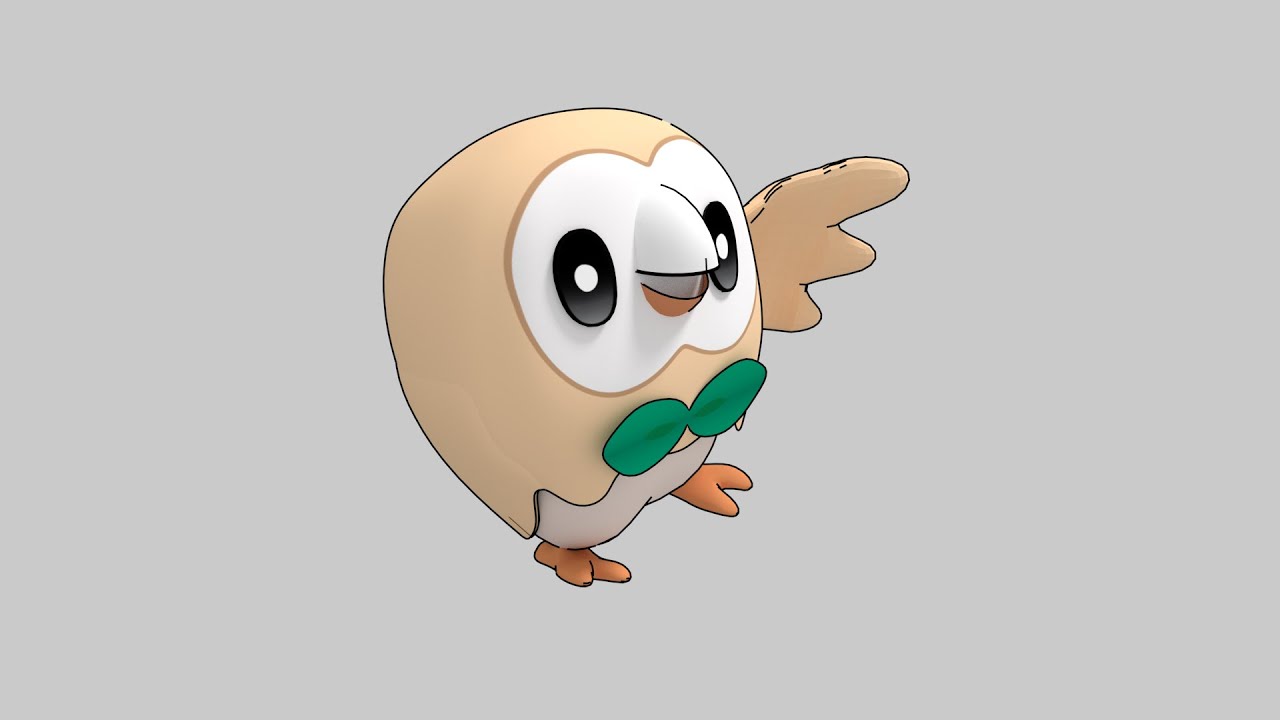 Pokemon Rowlet Timelapse blender build - YouTube
