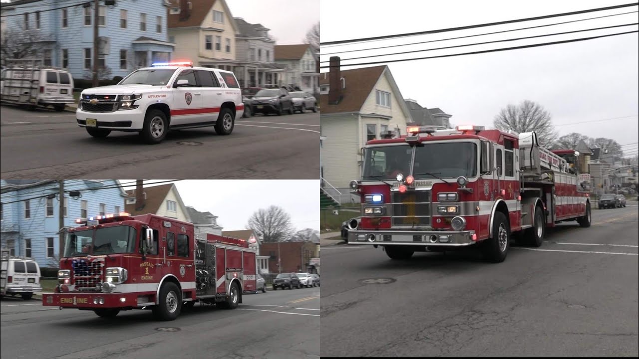 Passaic, NJ Fire Department Battalion 3, Ladder 1, Engine 1, & Engine 4 ...