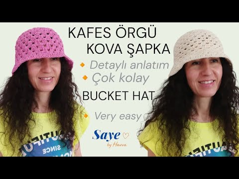 ŞAPKAM MUHTEŞEM OLDU💥 KAFES ÖRGÜ KOVA ŞAPKA🧶CROCHET BUCKET HAT VERY EASY💫 GORRO DE MALHA✨STRİCKMÜTZE