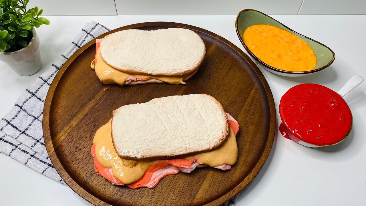 Slime Sandwich cheese Clay mixing. Slime satisfying ASMR - YouTube